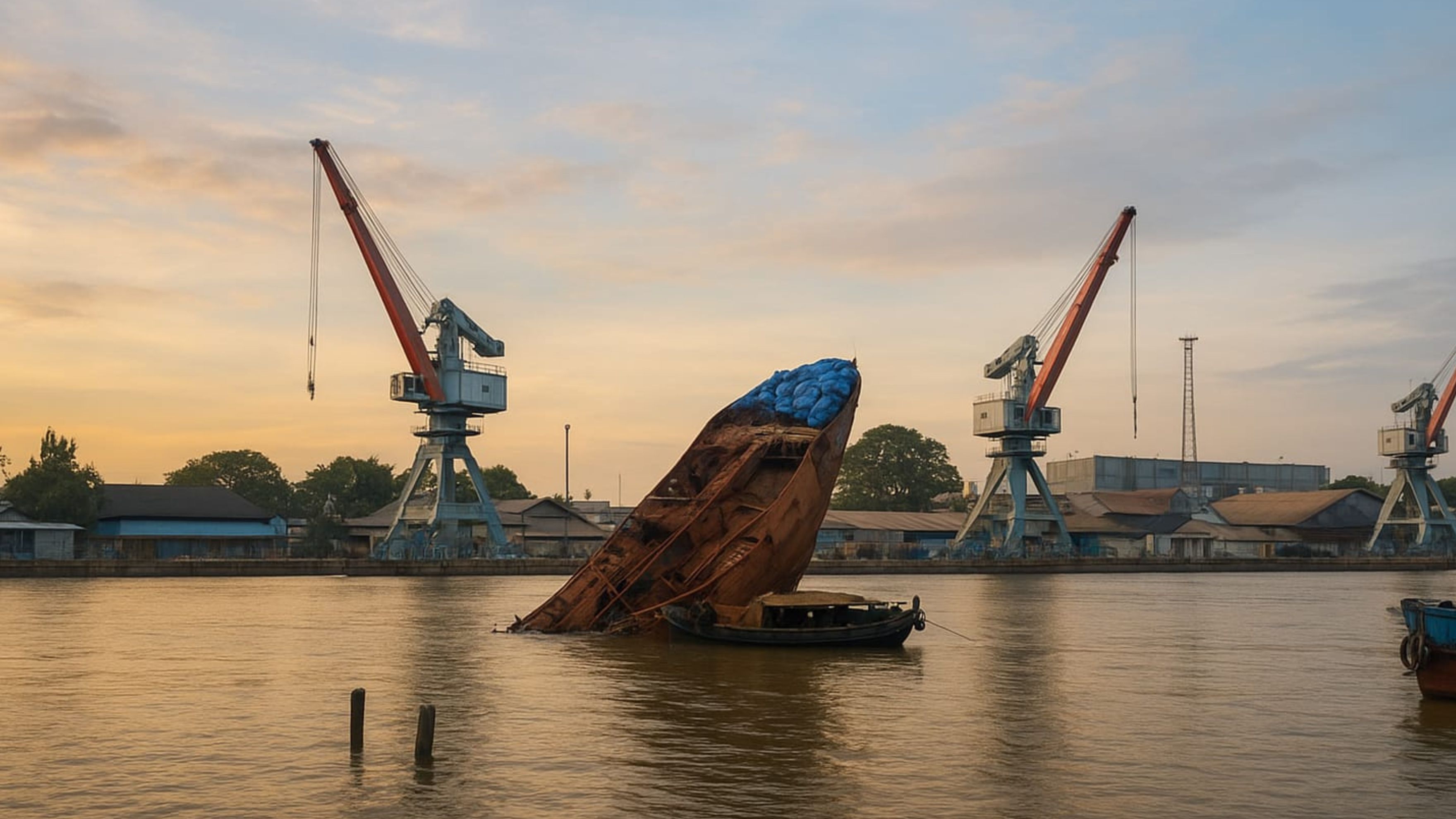 Kapal Tanker 500 Ton di Sungai Musi Mulai Diangkat Kembali, Diduga ...